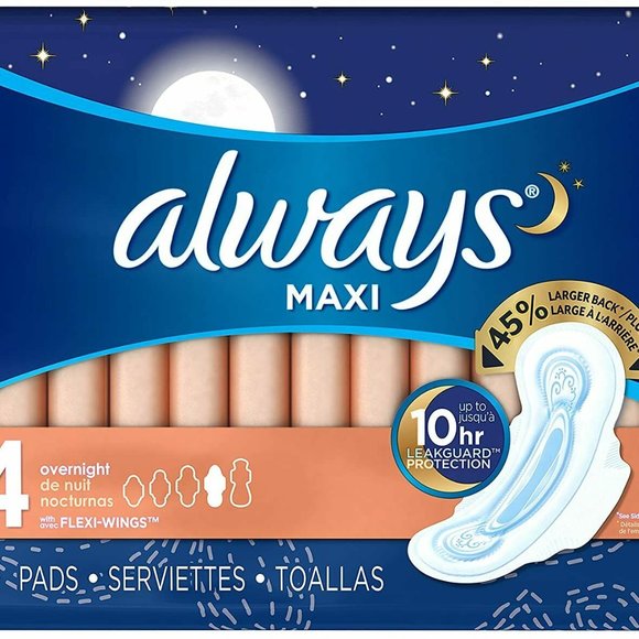 Always | Other | Always Maxi Size 4 Overnight Pads With Flexiwings ...